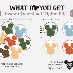 Printable Pastel Mickey Balloons, Disneyland Baby Shower Stand up Prop ...