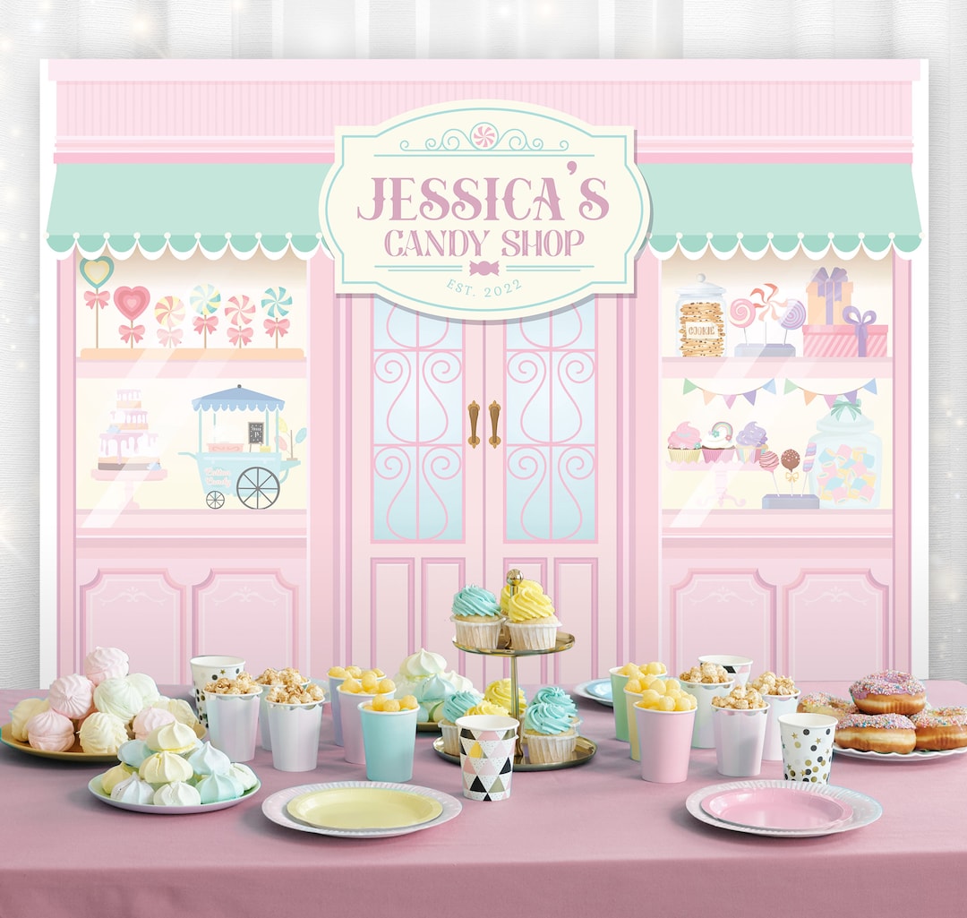 Editable Candy Shop Backdrop, Candy Theme Decor - Etsy