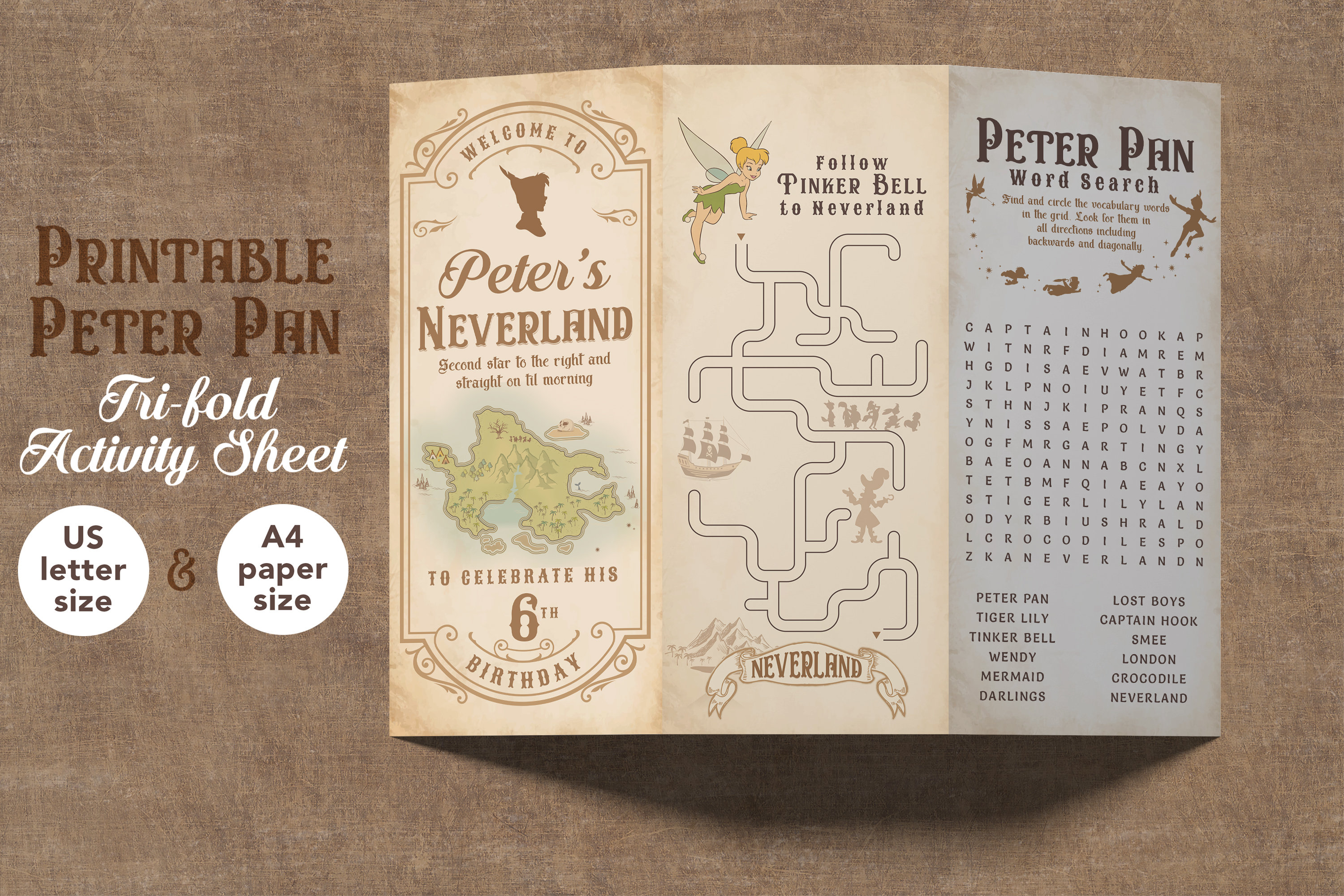 Printable Peter Pan Activity Sheet, Neverland Coloring Page, Kids ...