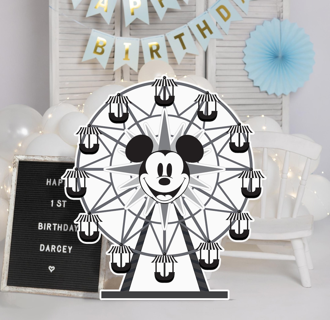 Printable Mickey Ferris Wheel Cutout, Disneyland Birthday Party Stand ...