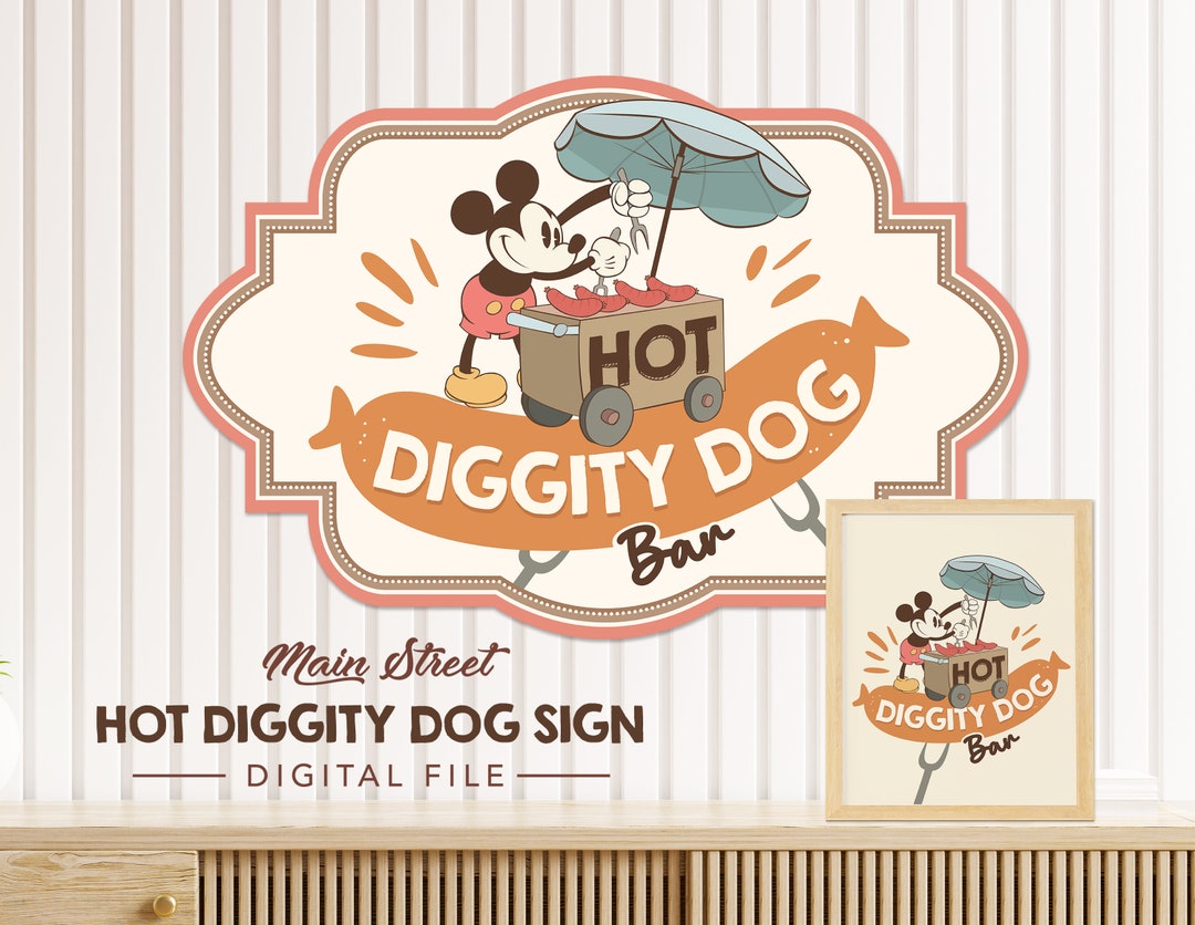 Mickey Hot Diggity Dog Bar Sign, Mainstreet Party, Mickey Birthday ...