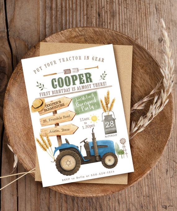 Tractor Invitation Barnyard Invitation Farm Party Kids - Etsy