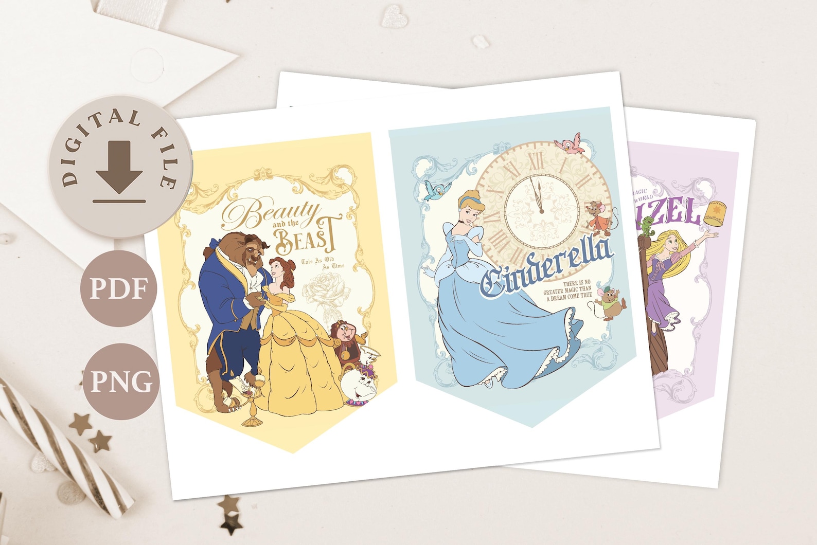 Printable Princess Banner, Disneyland Birthday Party Decoration ...