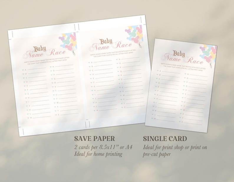 Printable Baby Name Race, Babyland Baby Shower Games, Disneyland ...
