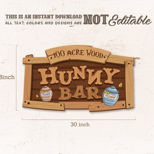 Winnie the Pooh Hunny Sign, Hundred Acre Wood Birthday, Rumbly in Your ...