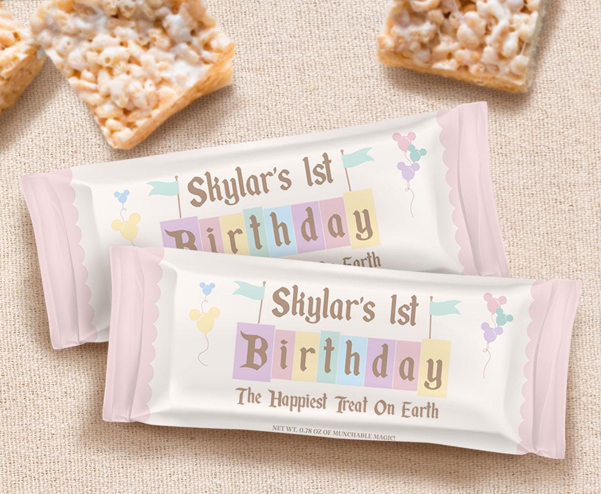 Editable Happiest Birthday on Earth Rice Crispy Treat Wrapper ...