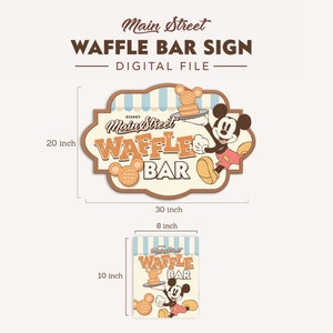 Mickey Waffle Bar Sign, Main Street Waffle Bar, Mickey Birthday, Minnie ...