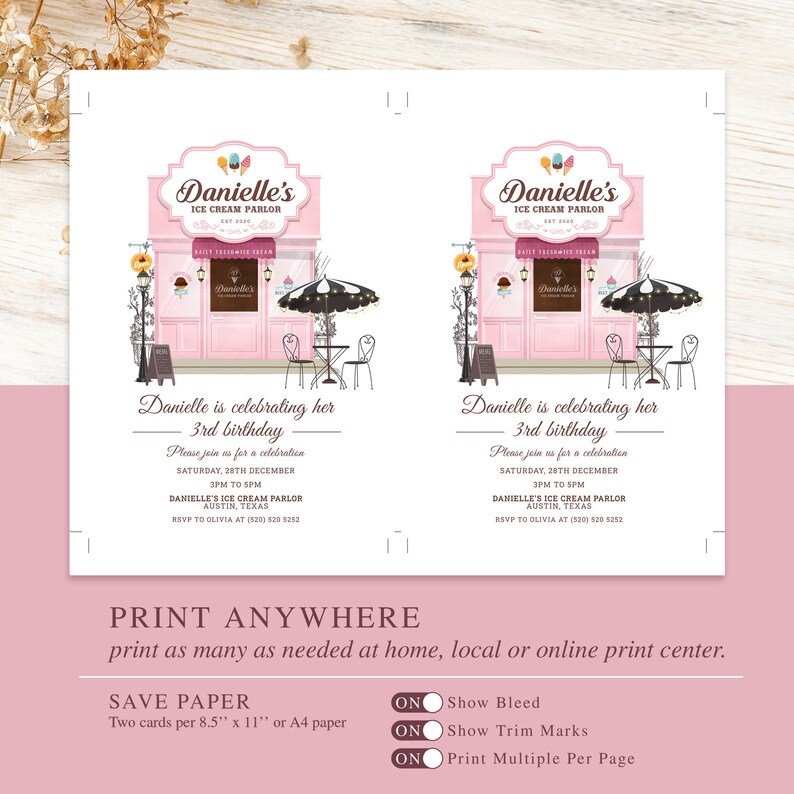 Ice Cream Invitation, Ice Cream Parlor Party, Kids Birthday Party ...