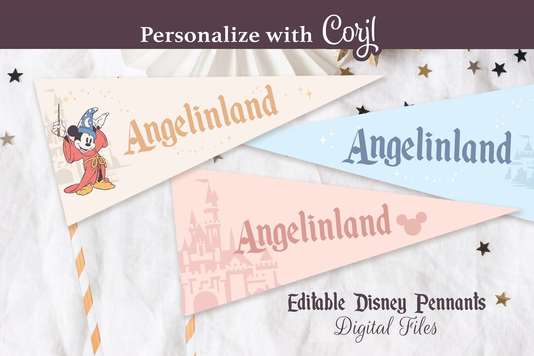 Banderines editables de Disney, Banners de Mickey, Decoración de fiesta ...