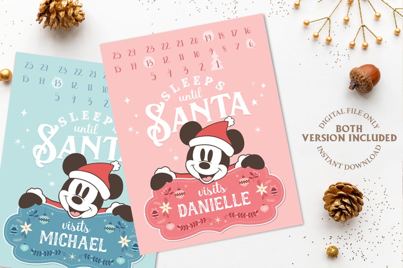 Printable Mickey Christmas Countdown Sign, Days Until Christmas, Advent ...