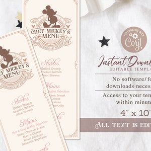 Printable Mickey Customize Menu Mickey Birthday Disneyland - Etsy