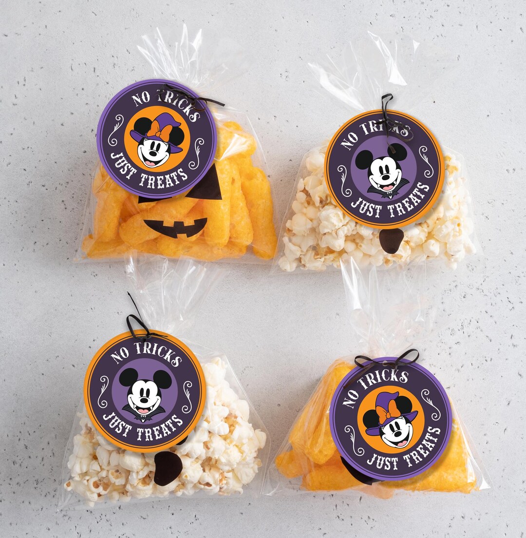 Printable Mickey & Minnie Halloween Gift Tags, Tricks or Treats Cupcake ...