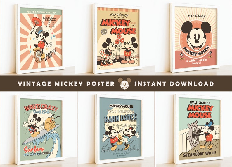 Vintage Mickey Poster Mickey Party Decoration Disneyland - Etsy