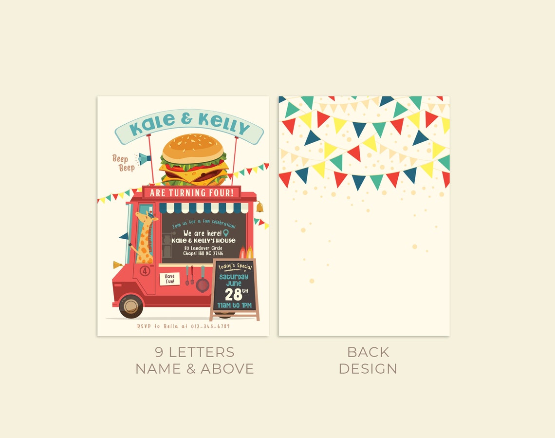 Burger Truck Party Invitation Food Truck Party Invitation - Etsy