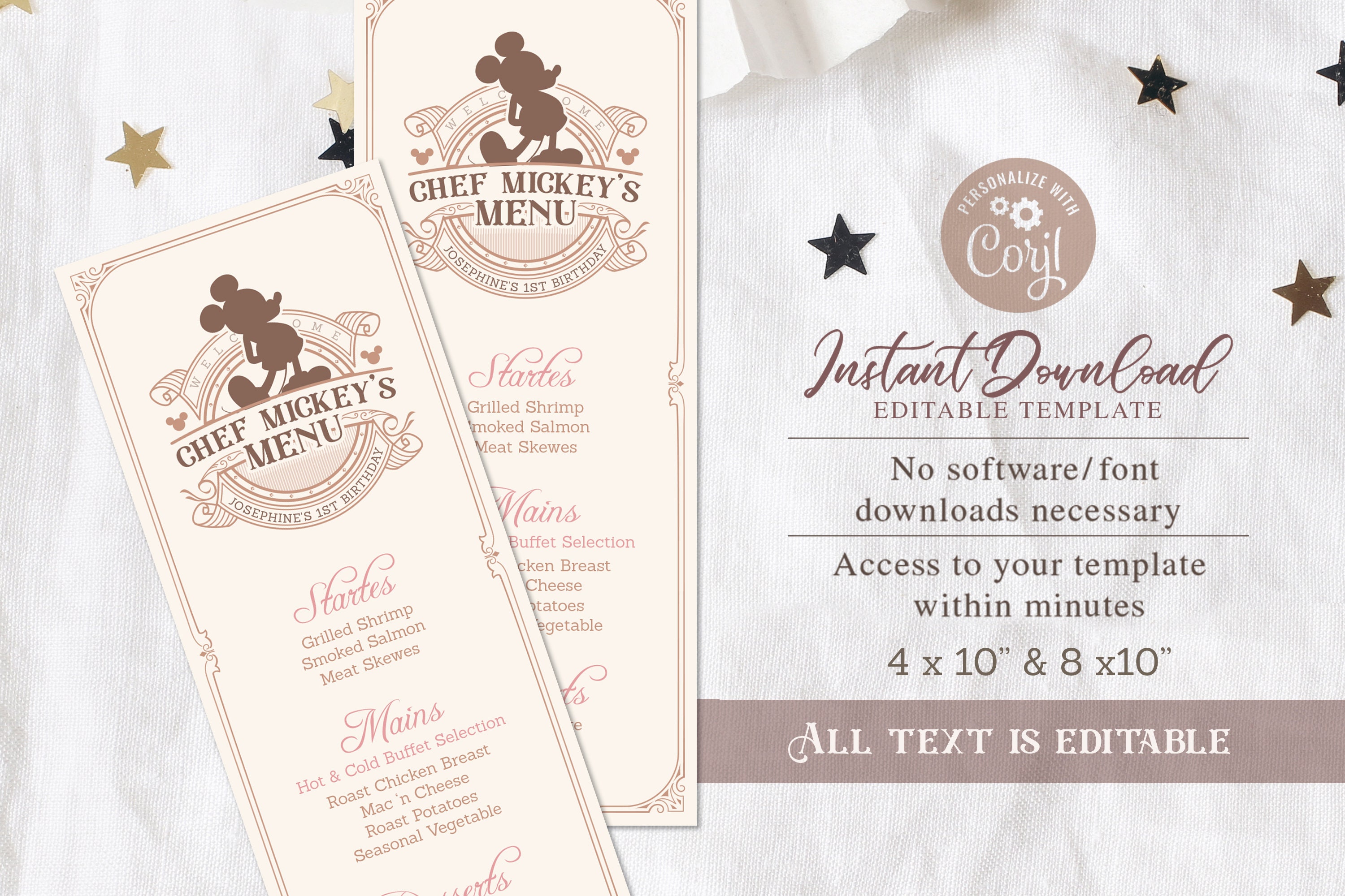 Printable Mickey Customize Menu, Mickey Birthday, Disneyland Party ...