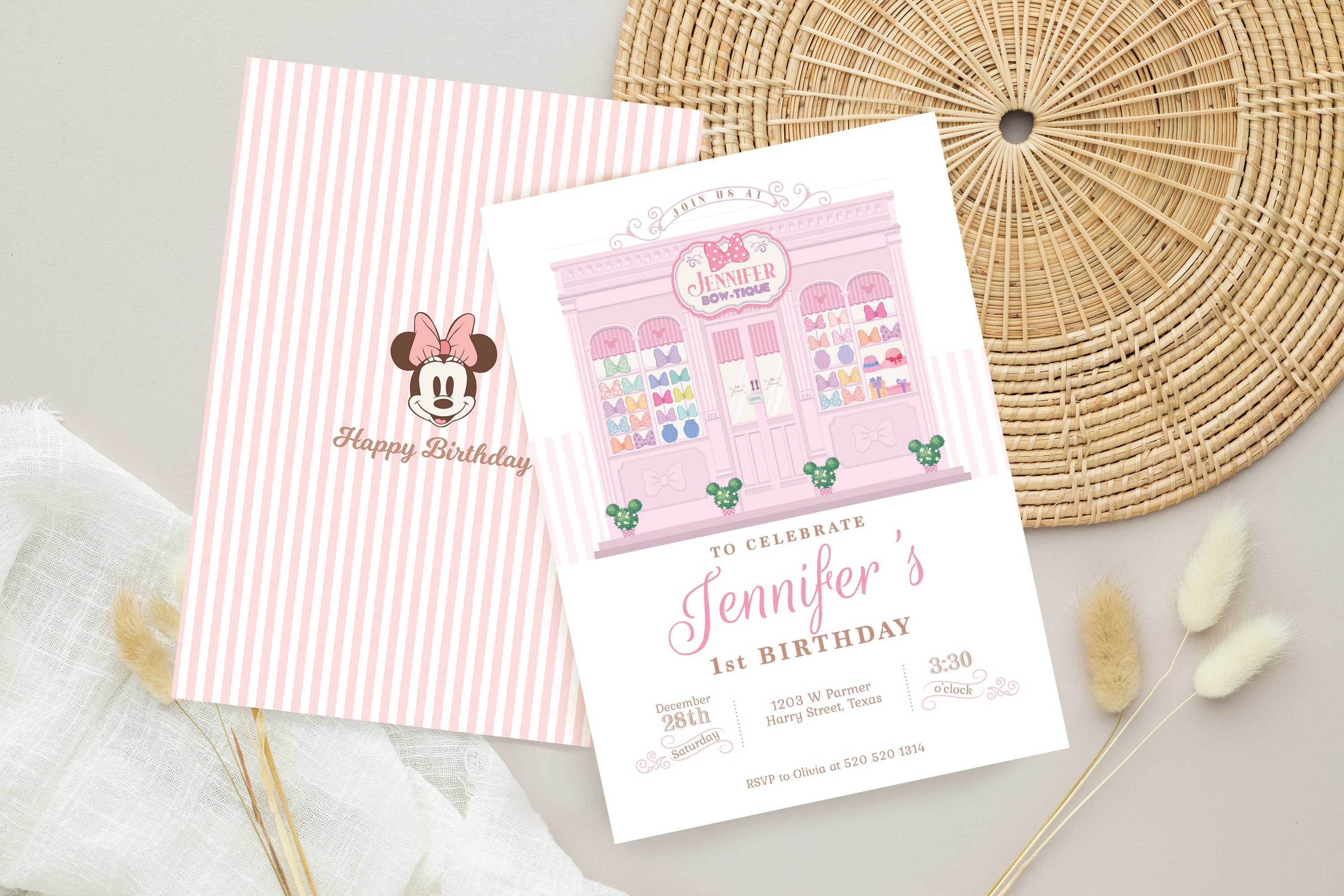 Minnie Bowtique Birthday Invitation, Minnie Birthday Invitation ...