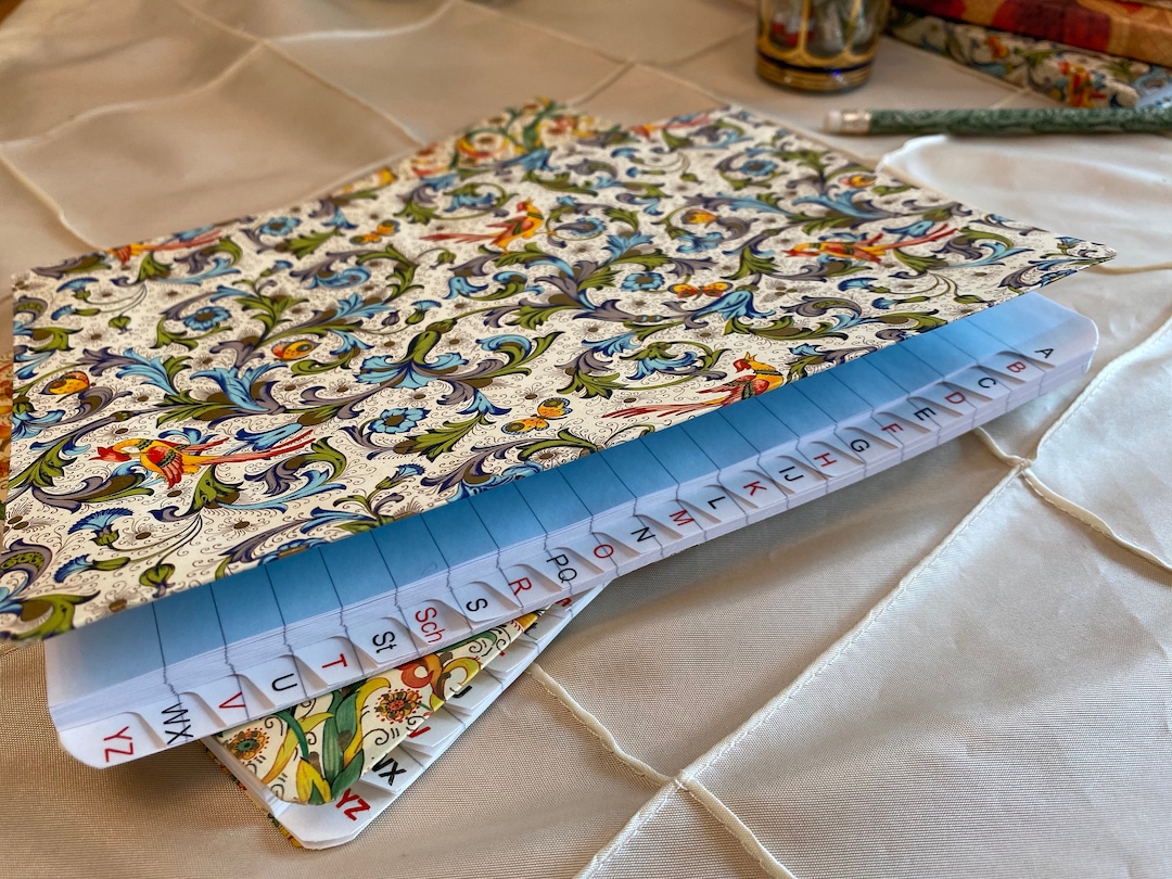 Address Book, A5 Medium, Handmade. Italian Motif, Floral Pattern ...