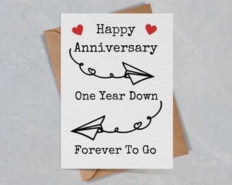 One Year Anniversary Card Personalised Anniversary Card Paper ...