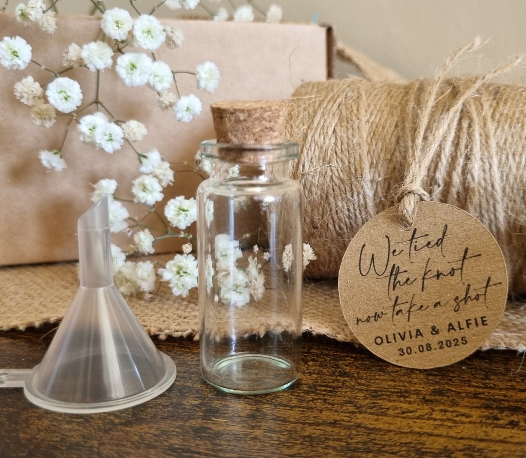 DIY Mini Shot Wedding Favours 10ml Mini Shot Jars Take A Shot Tags Mini ...