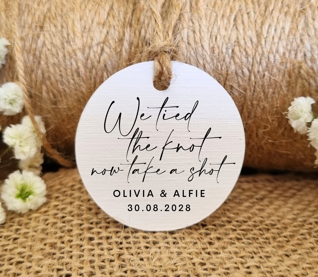Wedding Shot Favour Tags | Personalised Wedding Tags | We Tied the Knot ...
