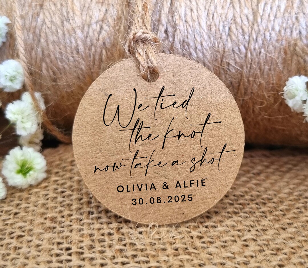 Wedding Shot Favour Tags | Personalised Wedding Tags | We Tied the Knot ...