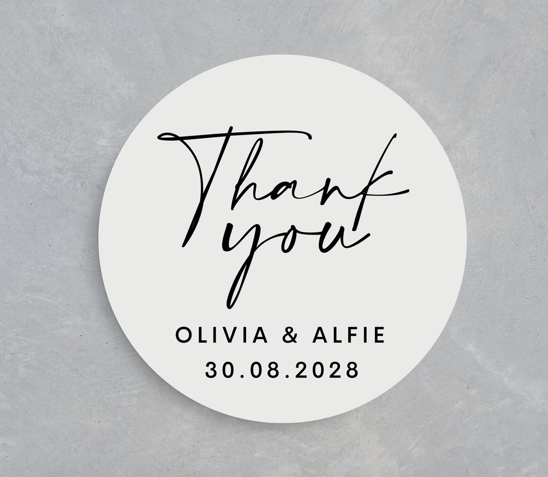 Thank You Stickers | Personalised Wedding Favour Stickers | Wedding ...