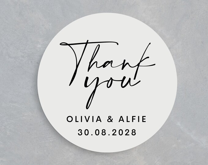 Thank You Stickers | Personalised Wedding Favour Stickers | Wedding ...