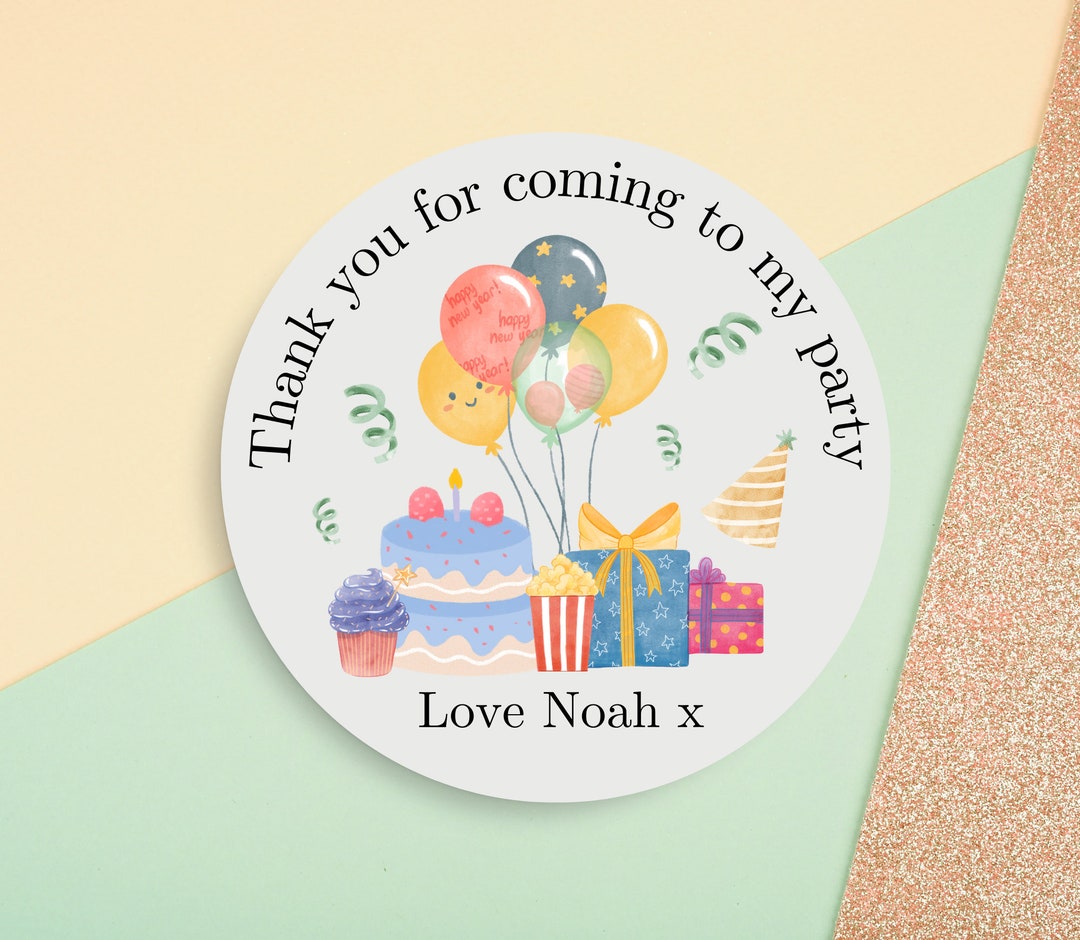 Personalised Birthday Stickers | Party Favours | Thank You Party ...