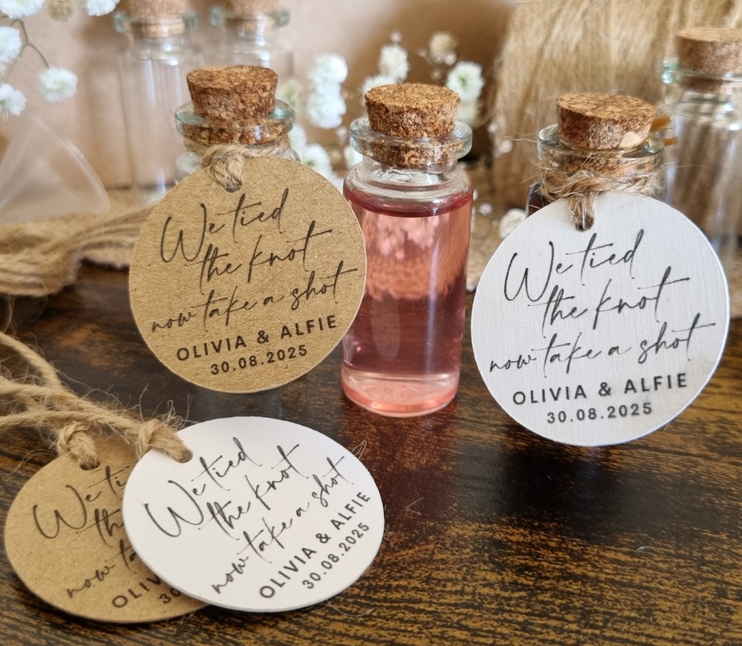 DIY Mini Shot Wedding Favours | 10ml Mini Shot Jars | Take A Shot Tags ...