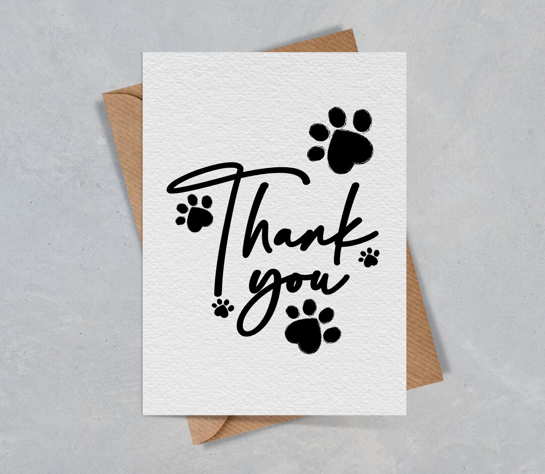 Dog Paw Thank You Card | Vet Thank You Card | A6 Greetings Card | Dog ...