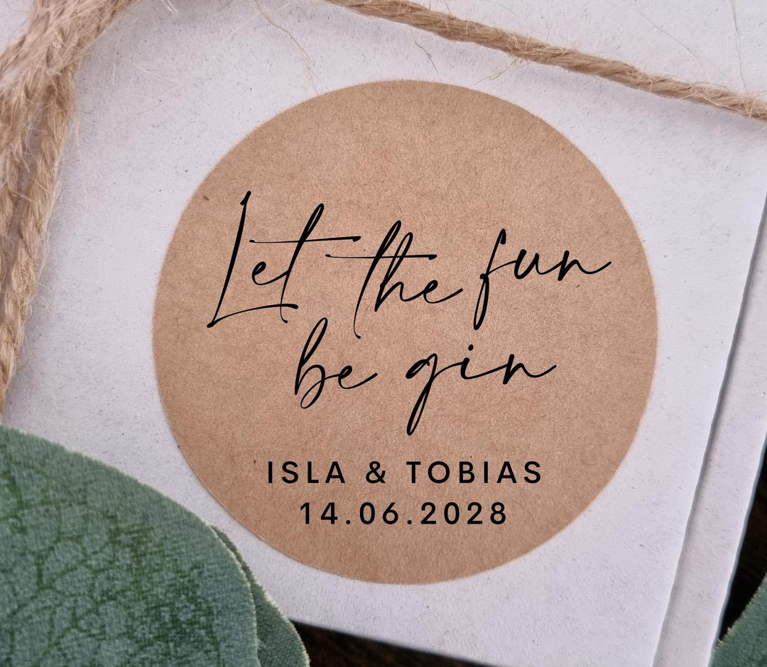Let the Fun Be Gin Stickers | Personalised Wedding Stickers | Sloe Gin ...
