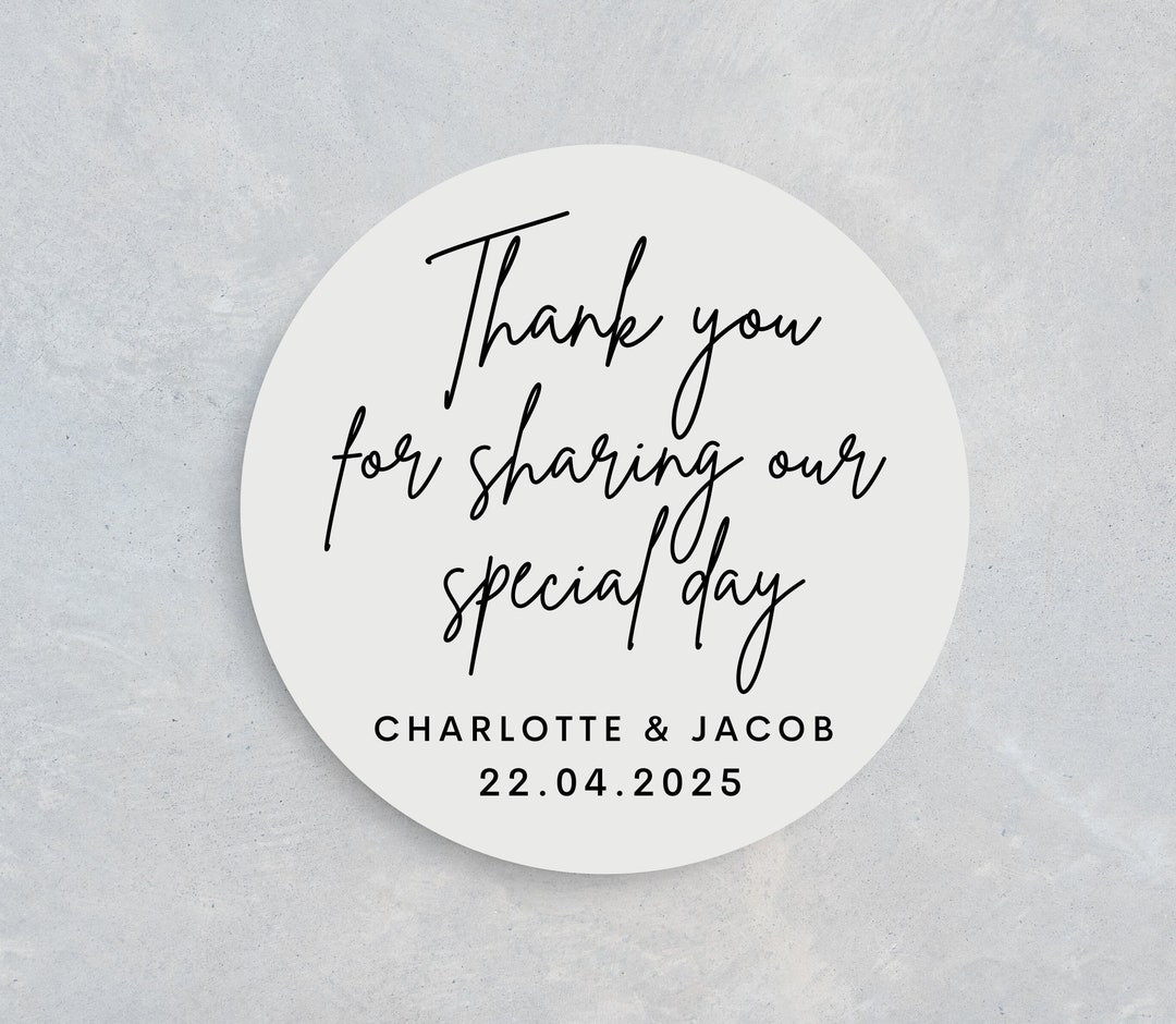 Personalised Wedding Stickers | Thank You Wedding Date Labels | Wedding ...