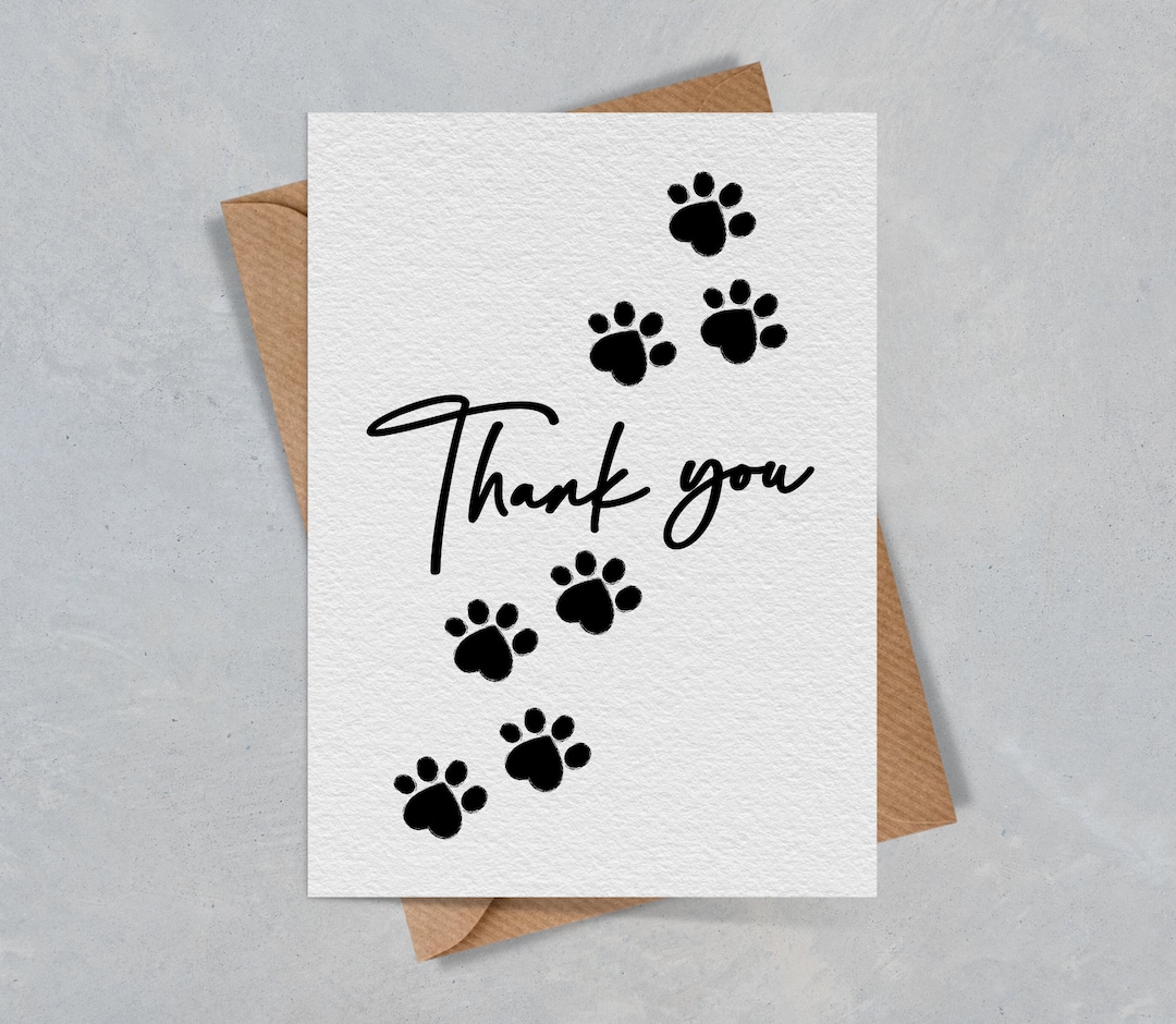 Dog Paw Thank You Card | Vet Thank You Card | A6 Greetings Card | Dog ...