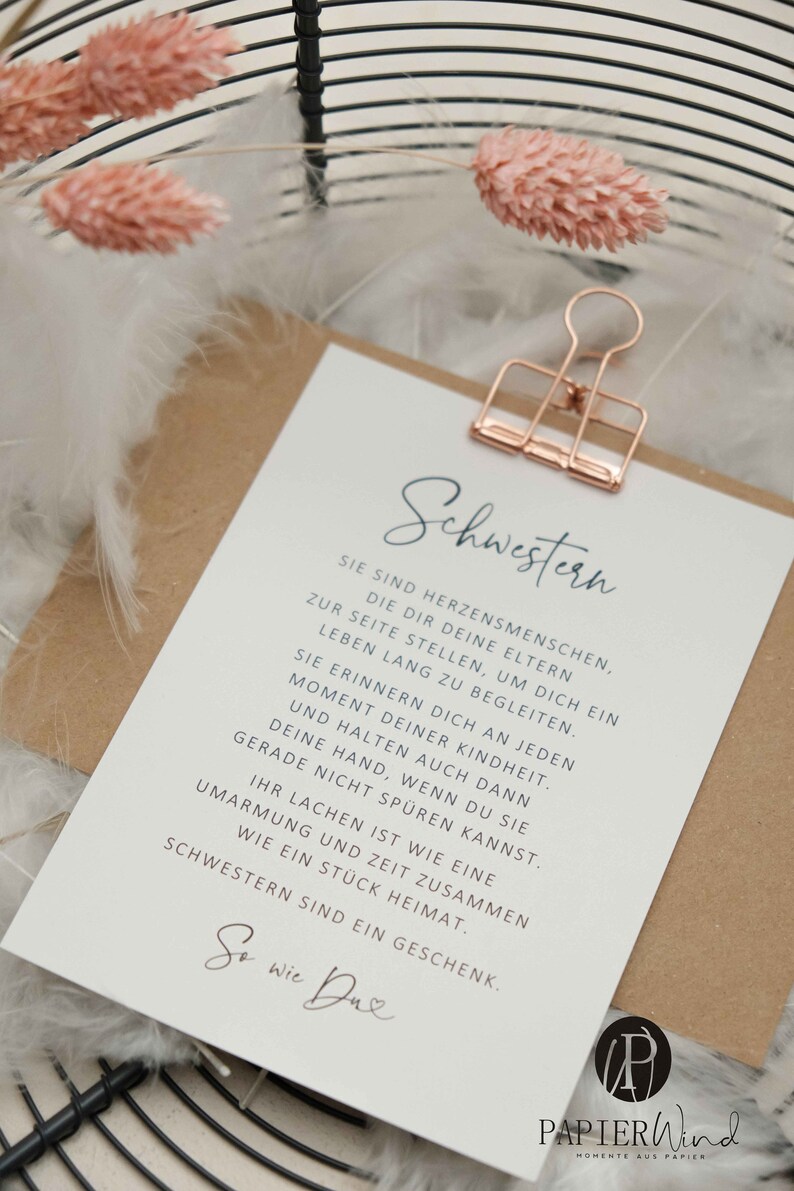 Karte Schwestern Sind Herzensmenschen Postkarte Etsyde 