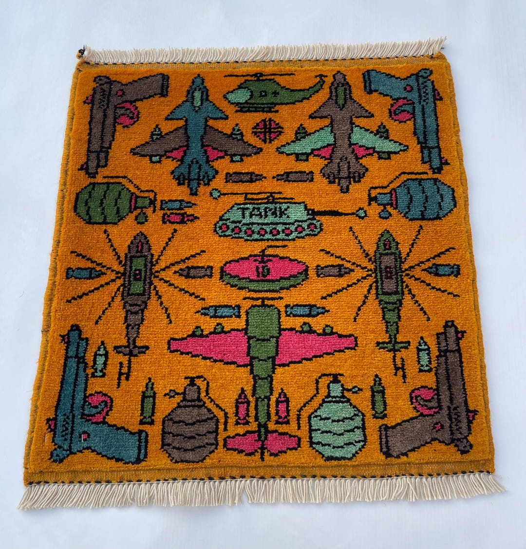 52x50cm War Rug Wool Rug Oriental War Art Mini War Rug Afghan War ...