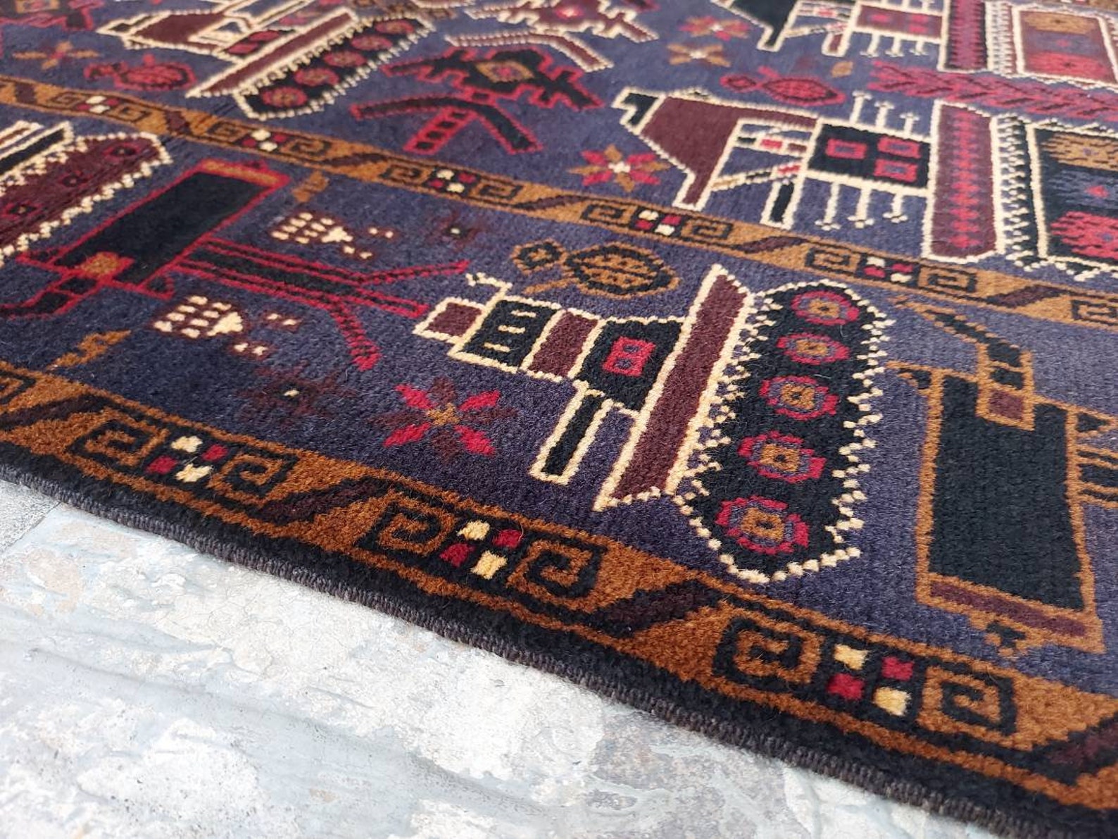 53 ft Handmade Afghan war rug Shindand Tribal Russian war | Etsy