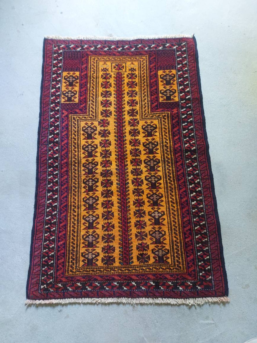 4x3 Ft Handmade Afghan Baluch Prayer Rug Nice Quality Wool Rug Tribal ...