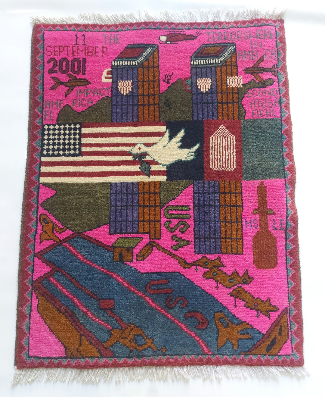 79x62 Cm Classic Handmade Afghan War Rug Beautifully Made Wool Rug ...