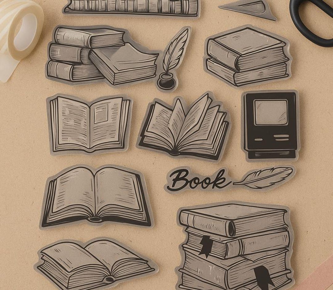 Clear Stamp Set "book Love" – Book Motifs for Stamping | Transparent ...