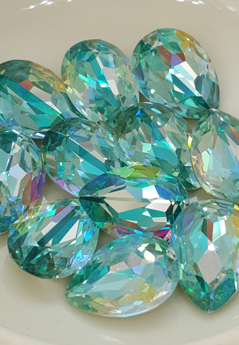 5 Pcs Duo Color Crystal Drop Faceted Rhinestones 13x18 Mm, Crystal ...