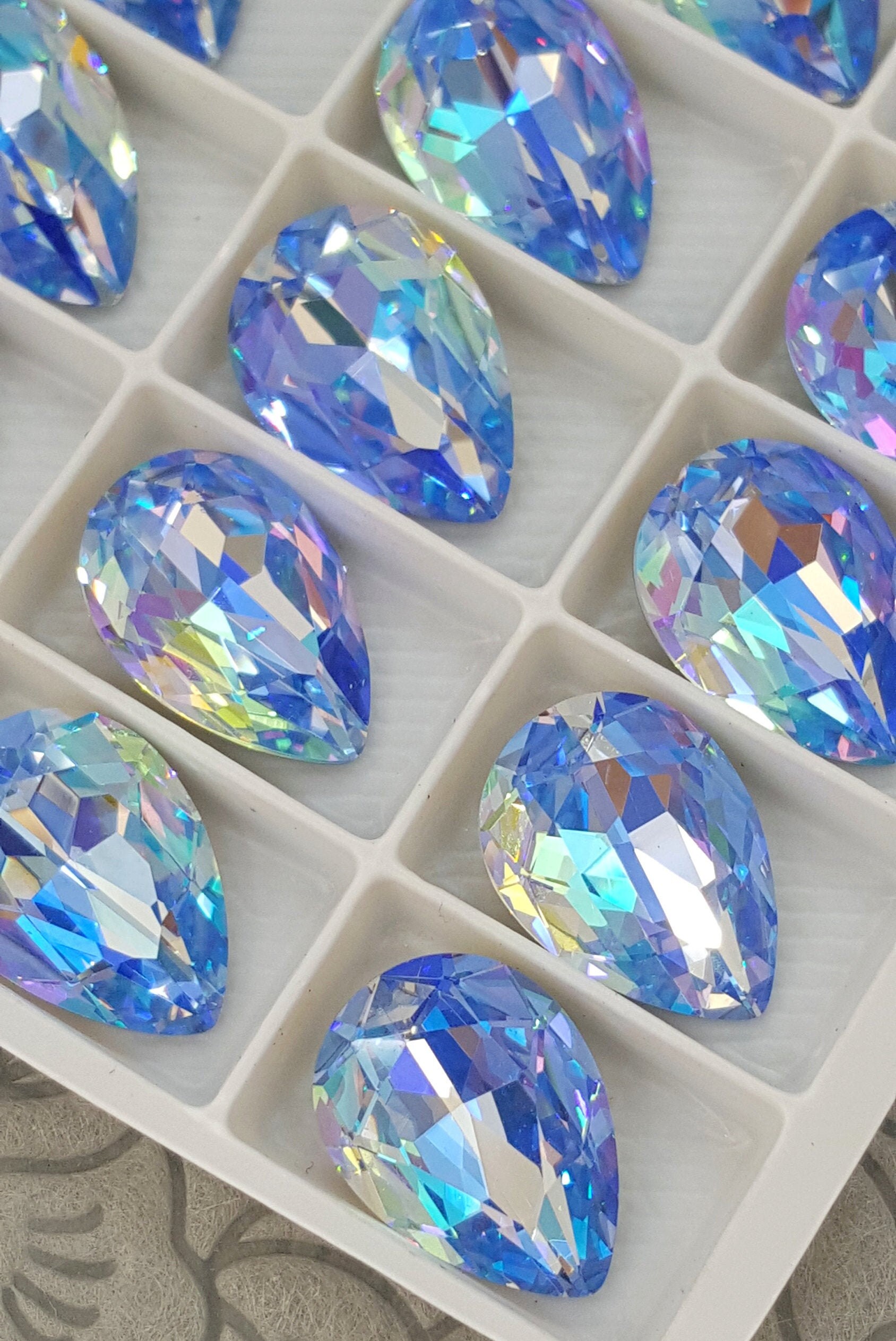 5 Pcs Duo Color Crystal Drop Faceted Rhinestones 13x18 Mm, Crystal ...