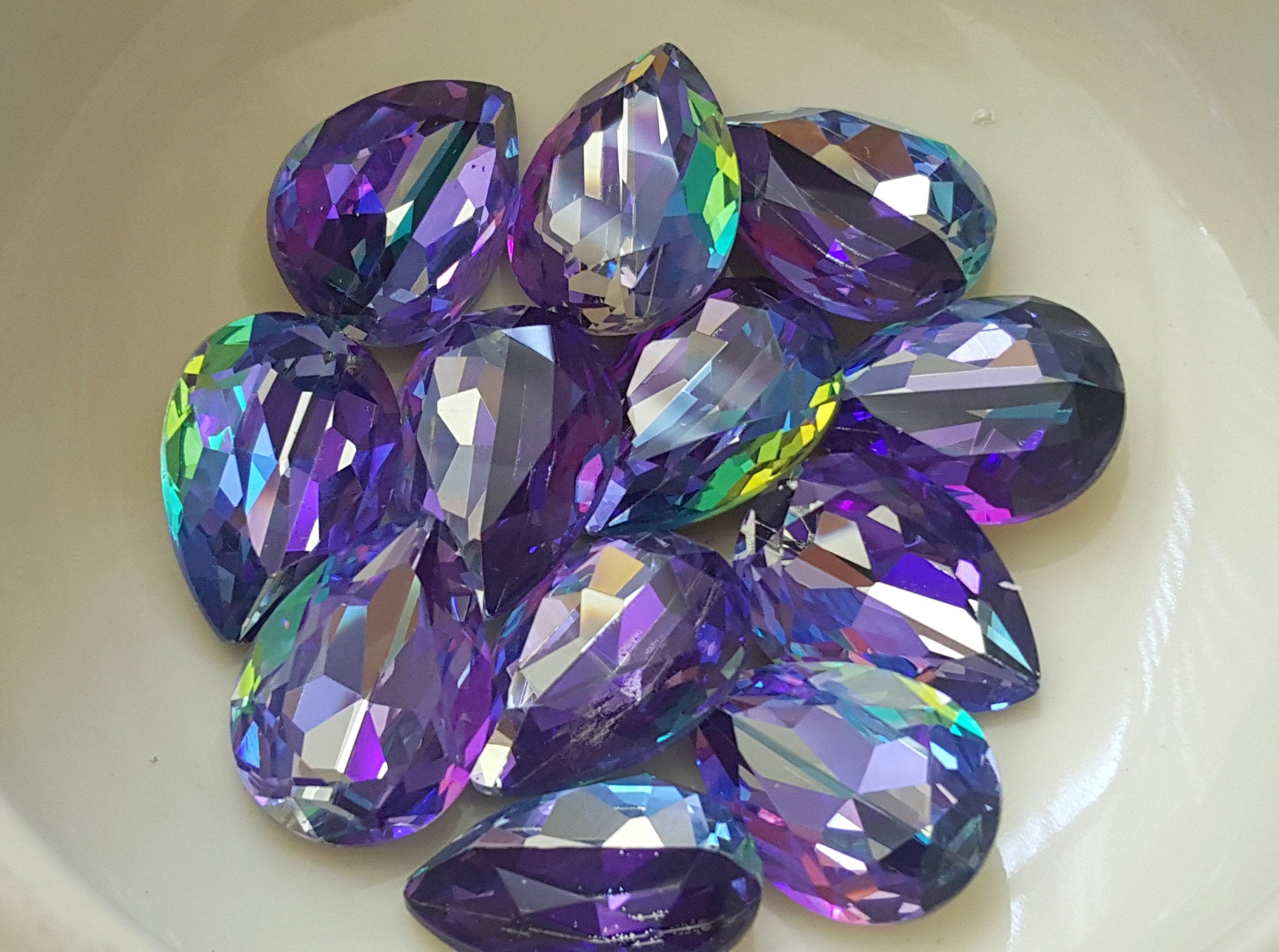 5 Pcs Duo Color Crystal Drop Faceted Rhinestones 13x18 Mm, Crystal ...