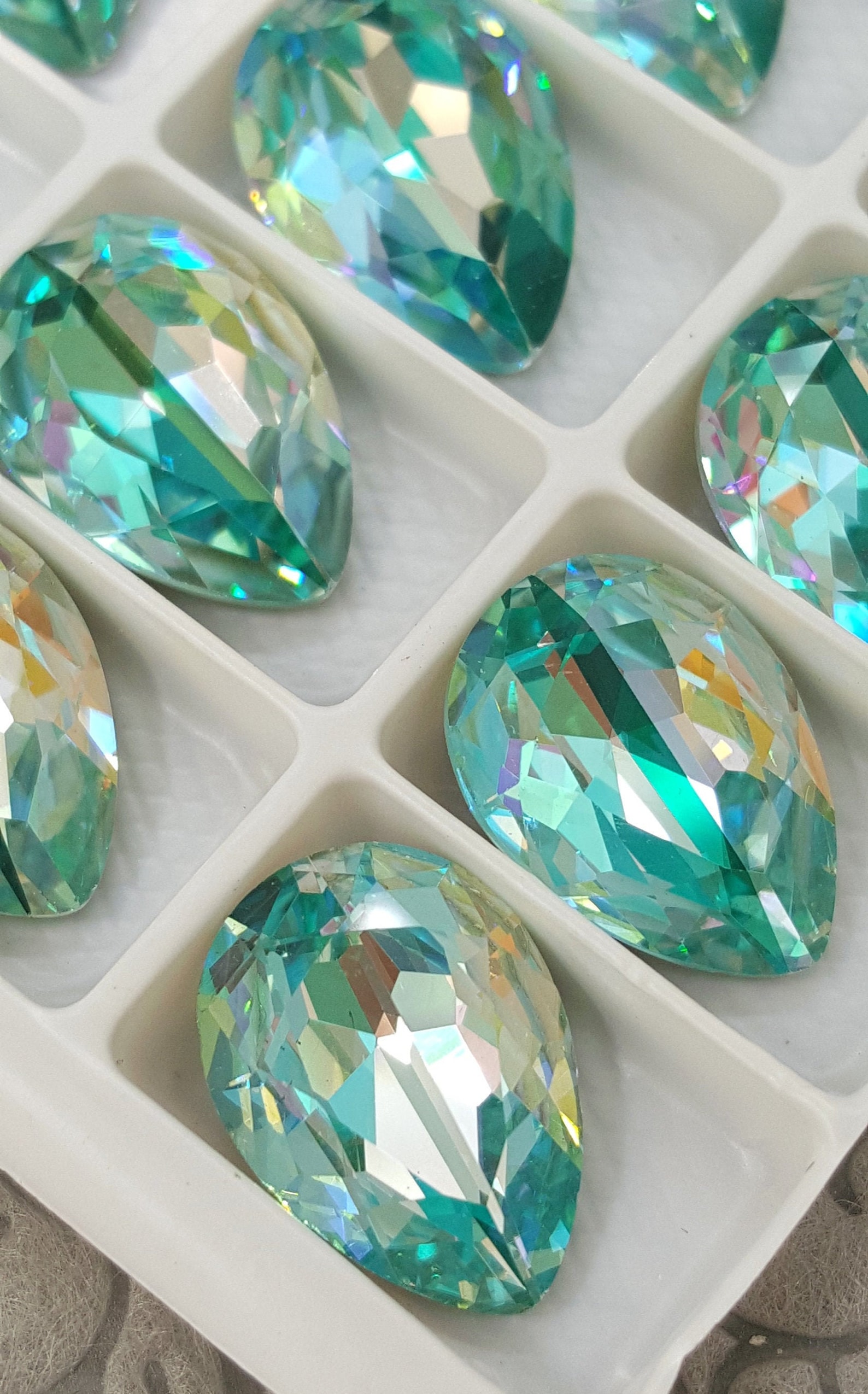 5 Pcs Duo Color Crystal Drop Faceted Rhinestones 13x18 Mm, Crystal ...