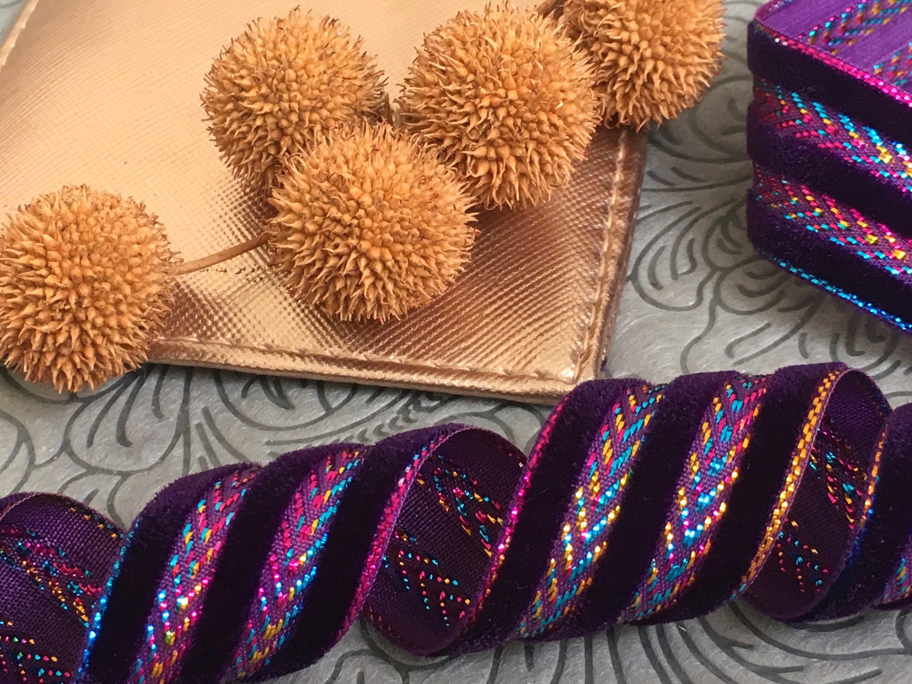 1 Yard Wide Velvet Ribbon 2.5 Cm, Velvet Ribbon With the Embroidery in ...