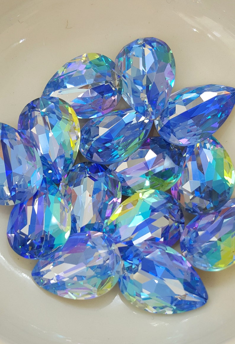 5 Pcs Duo Color Crystal Drop Faceted Rhinestones 13x18 Mm, Crystal ...