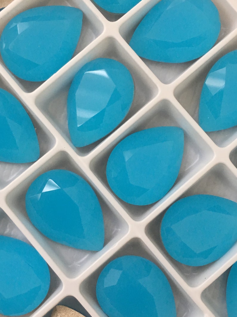 5 Pcs Glass Matt Faceted Rhinestones Drop 13x18 Mm, Crystal Fancy ...