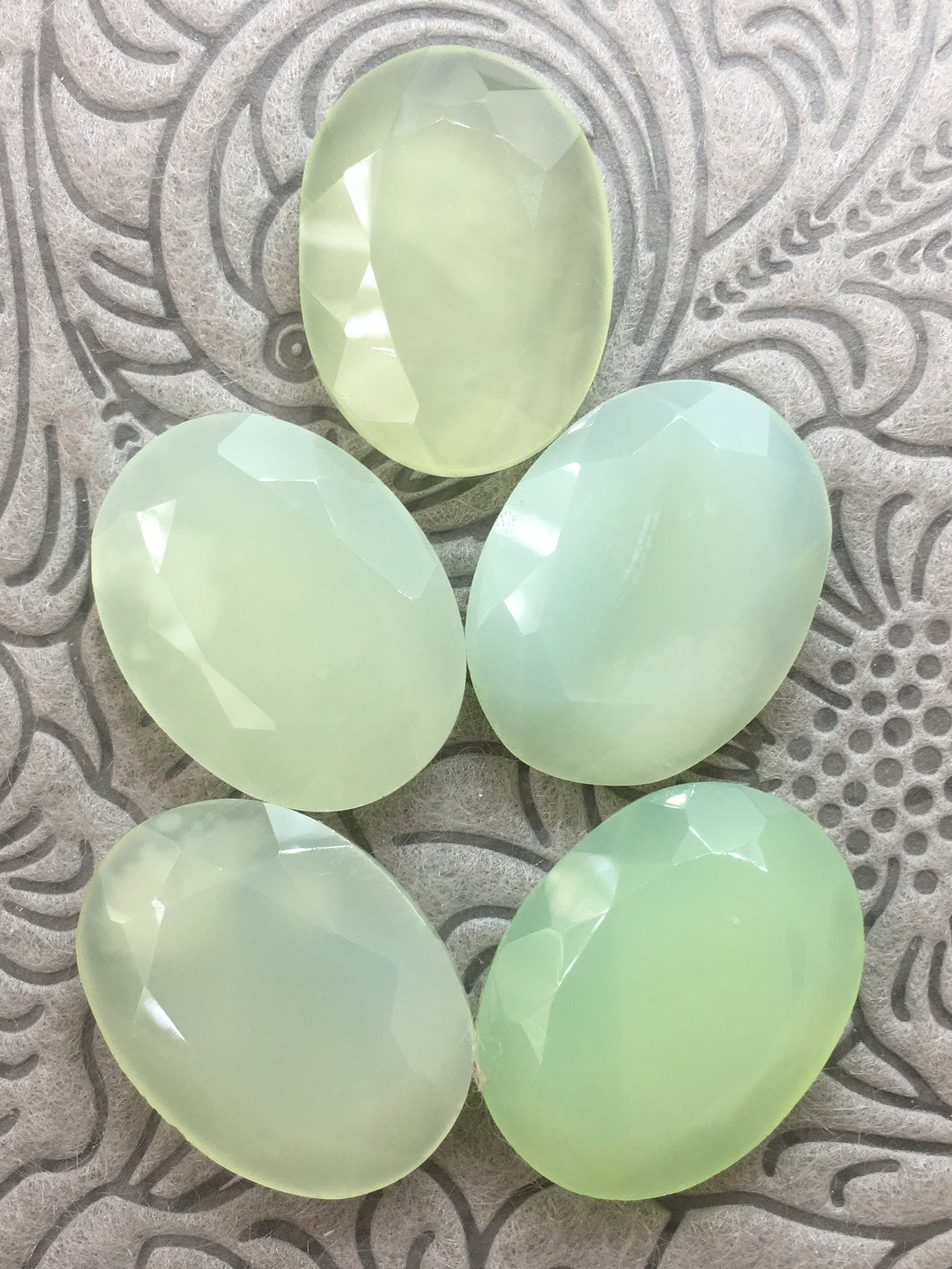 5 piezas de calcedonia verde ovalada facetado cabujón piedra - Etsy España