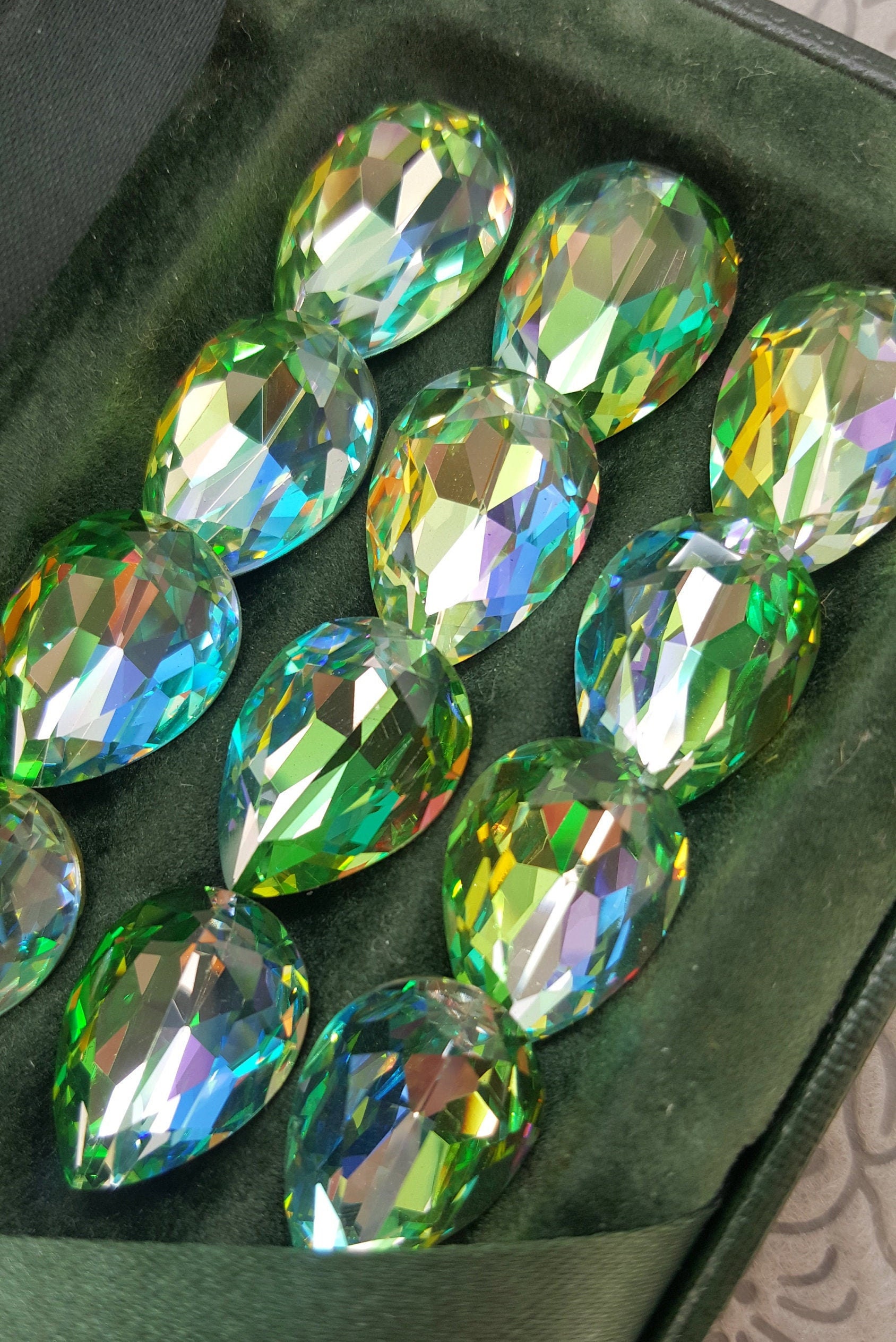 5 Pcs Duo Color Crystal Drop Faceted Rhinestones 13x18 Mm, Crystal ...