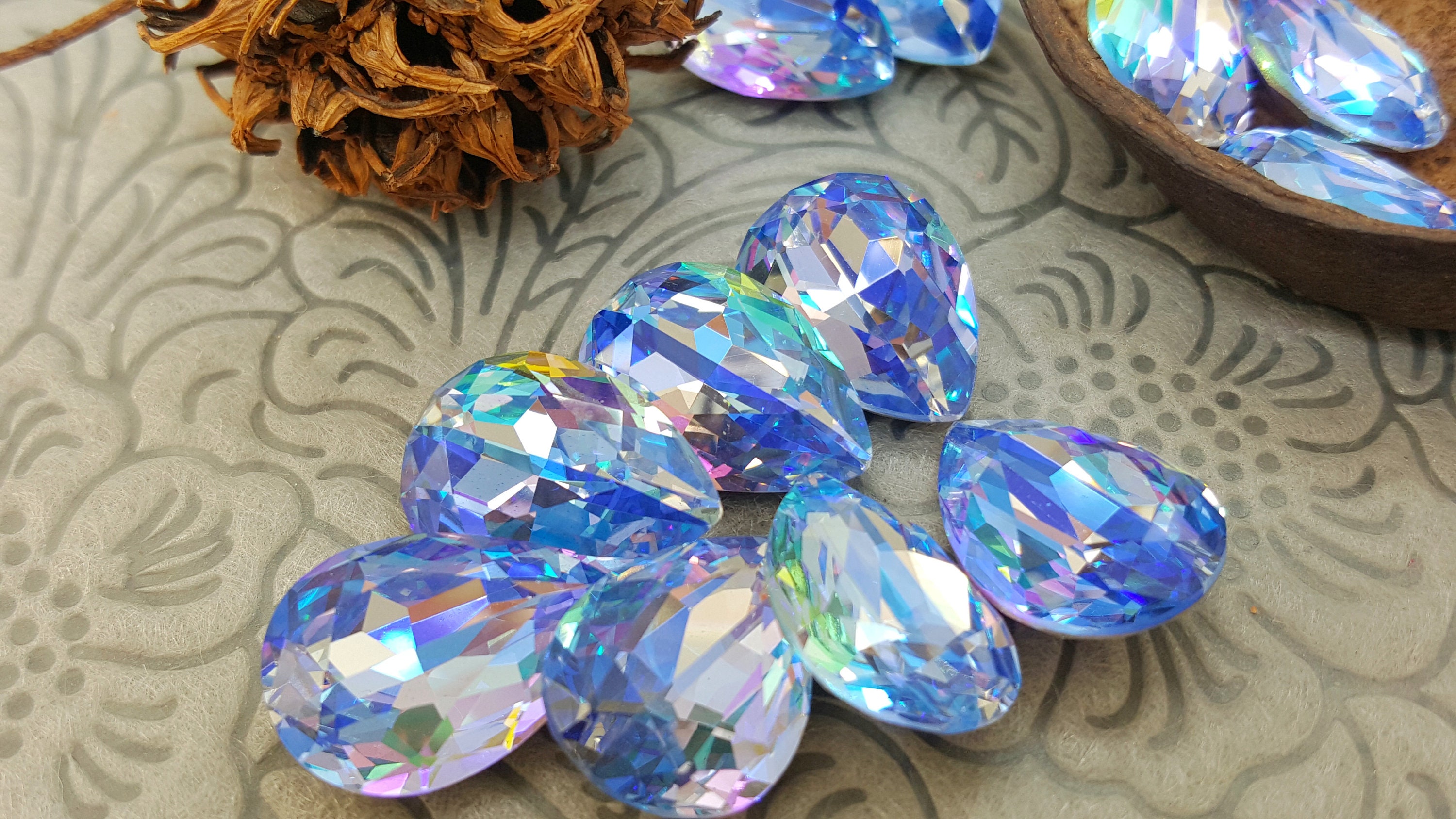5 Pcs Duo Color Crystal Drop Faceted Rhinestones 13x18 Mm, Crystal ...