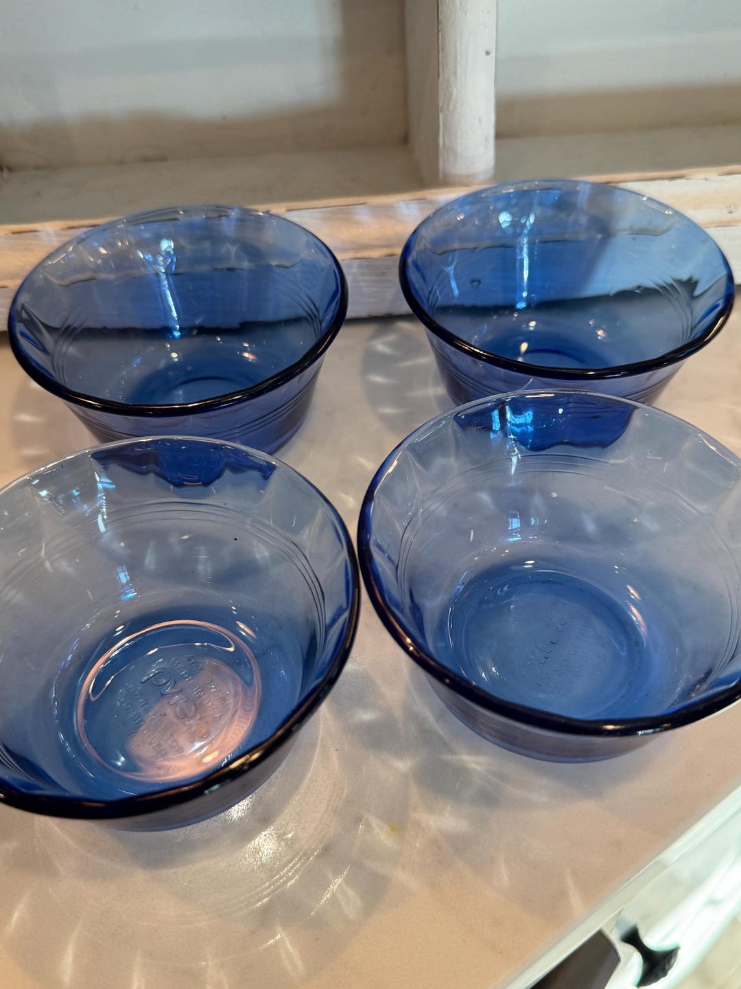 Pyrex Cobalt Blue Ramekins Set of 4 Small Blue Glass Bowls Custard ...